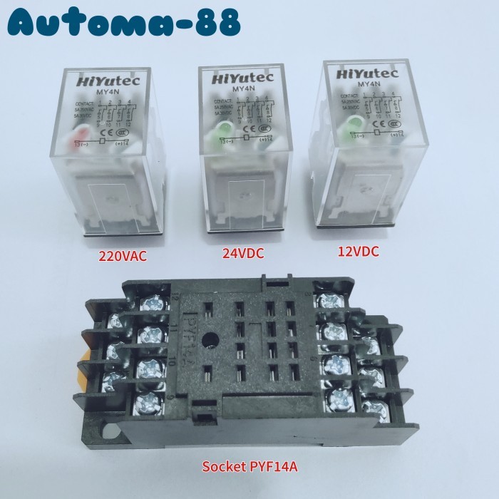 Fc99 Relay HIYUTEC MY4N AC 220V DC 12V 24V Socket Relay Socket PYF14A ...