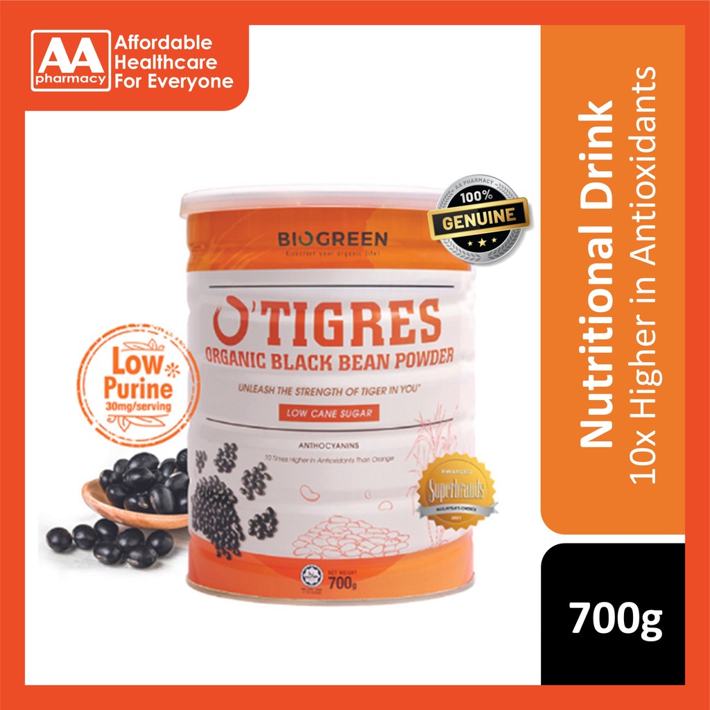 Biogreen O'Tigres Organic Black Bean Powder (Low Cane Sugar) 700g ...