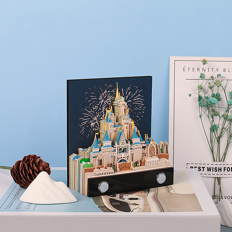 guyumao Castle Desk Calendar With LED Lights 2025 Calendar Memo Pad ...