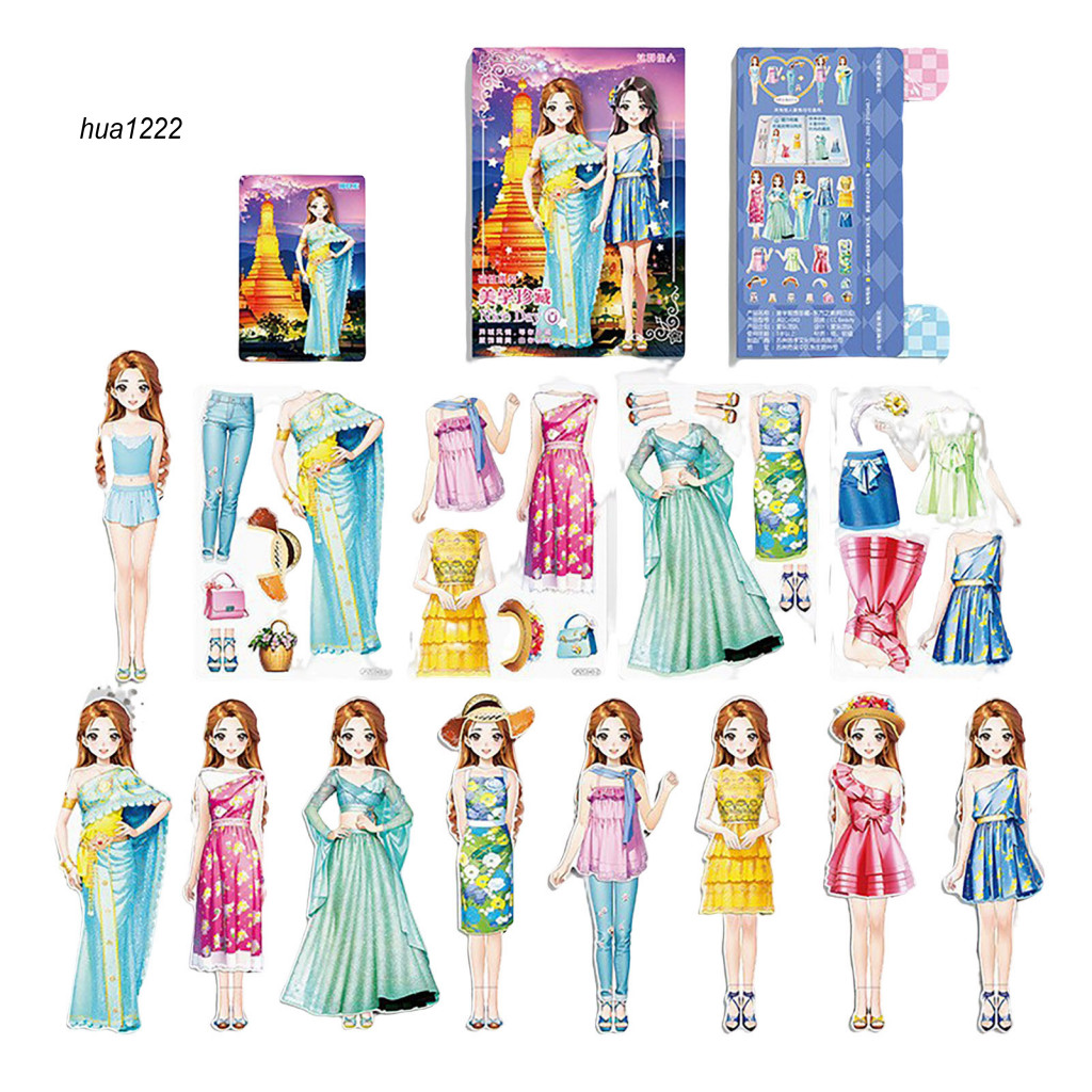 HUA_ Princess Paper Doll Toy Magnetic Princess Dress-up Set Princess ...