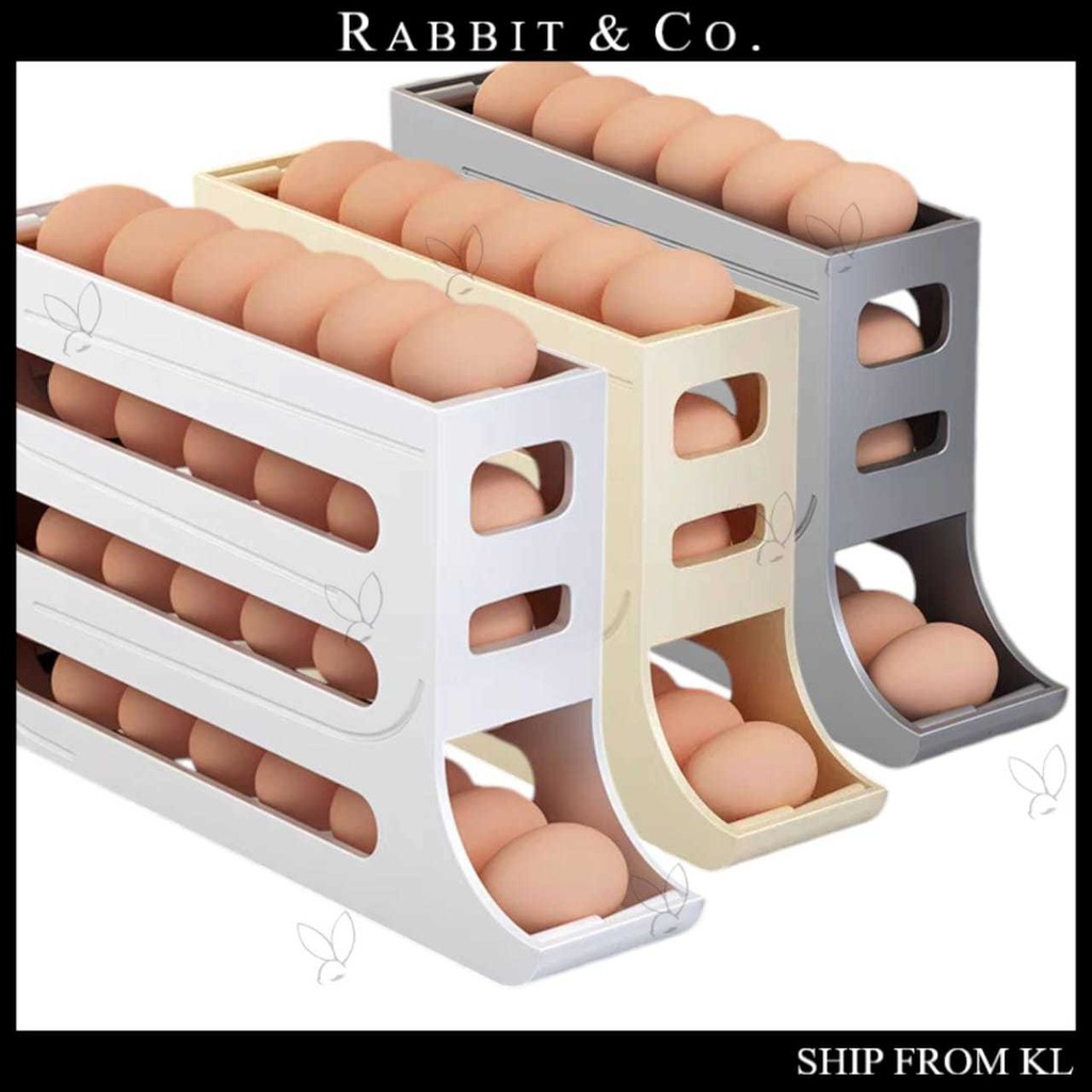 R&C 4 Layer Automatic Egg Roller Space Saving 30 Egg Container Rolling ...