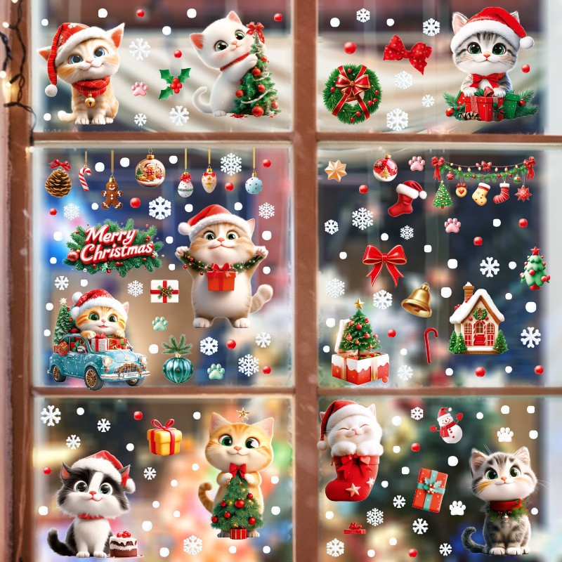 Christmas Decorations Static Stickers Santa Claus Tree Window Stickers ...