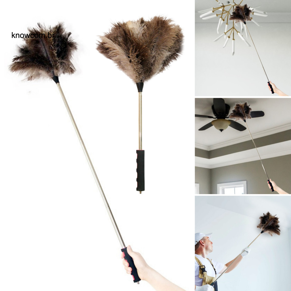 kn Adjustable Length Ostrich Feather Duster Extendable Fluffy Ostrich ...