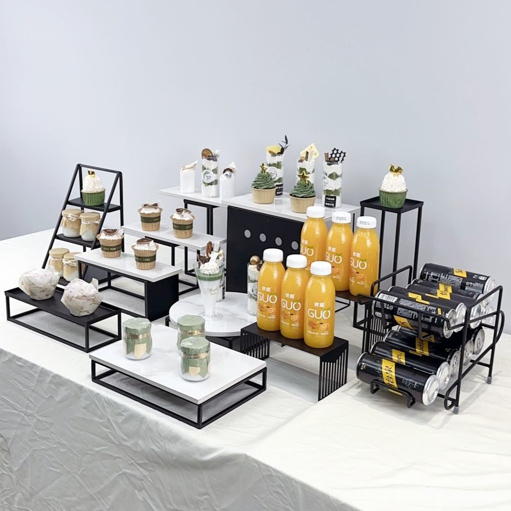 Opening Tea Break Cake Stand Dessert Table Set Black Iron Cake Pan ...
