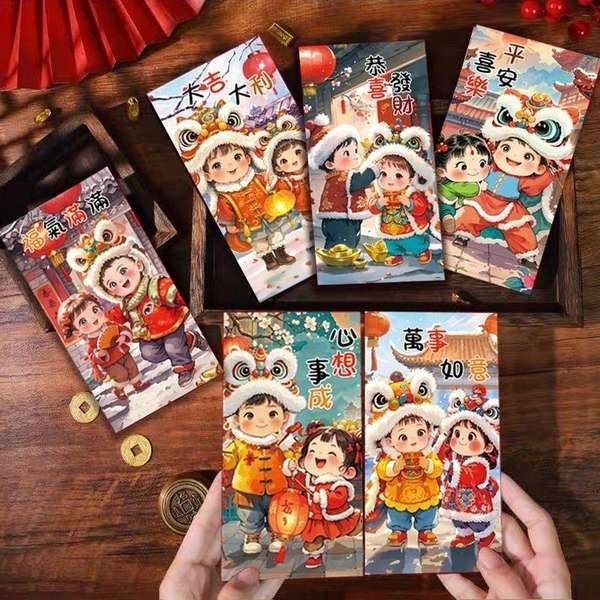 angpao packet sampul duit raya 2025 Tahun Ular Kartun Sampul Merah ...