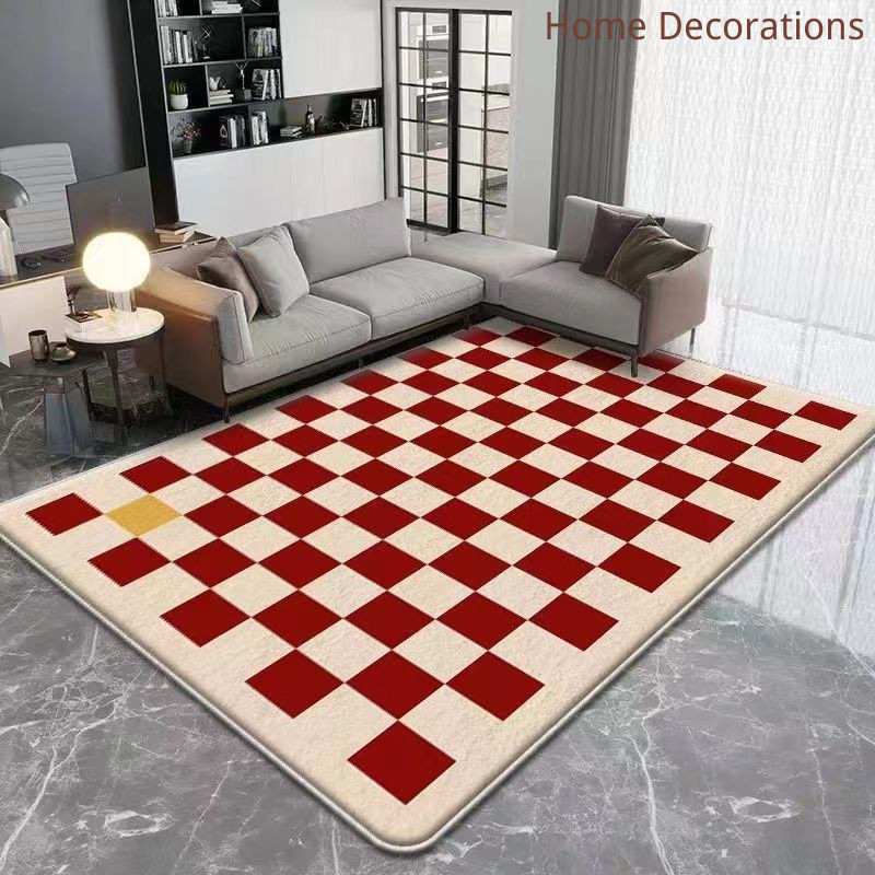 Festive Red Checkerboard Carpet Living Room Large Area Thickened ...