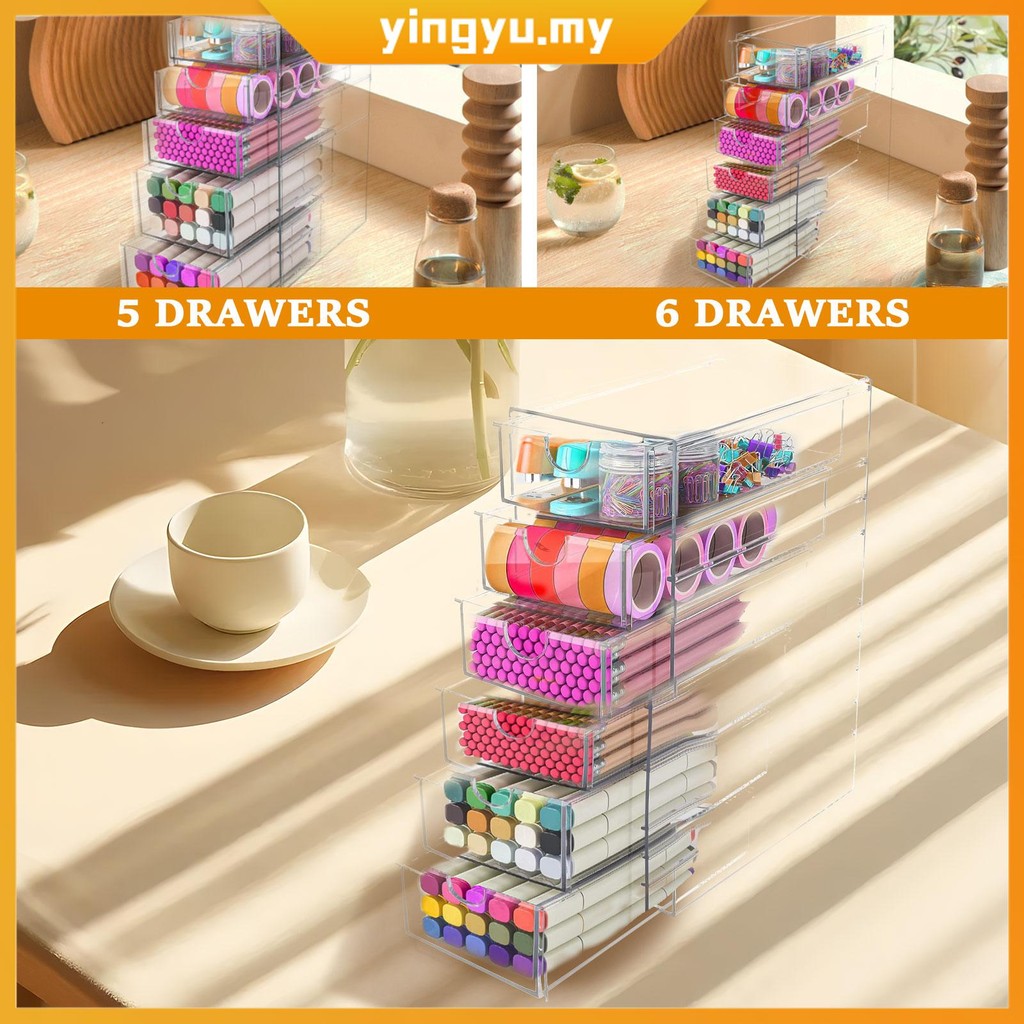 5/6 Tier Acrylic Drawer Organizer Clear Desk Organizer Drawers ...