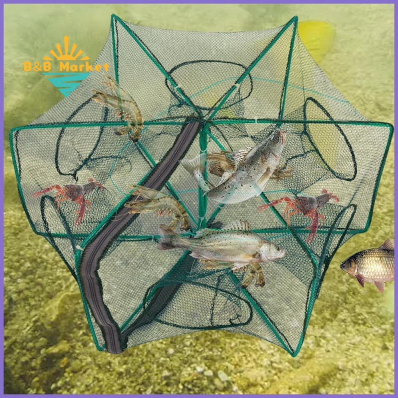 Fish Nets for Fishing Folding 6-Hole Zippered Fishing Net Portable ...