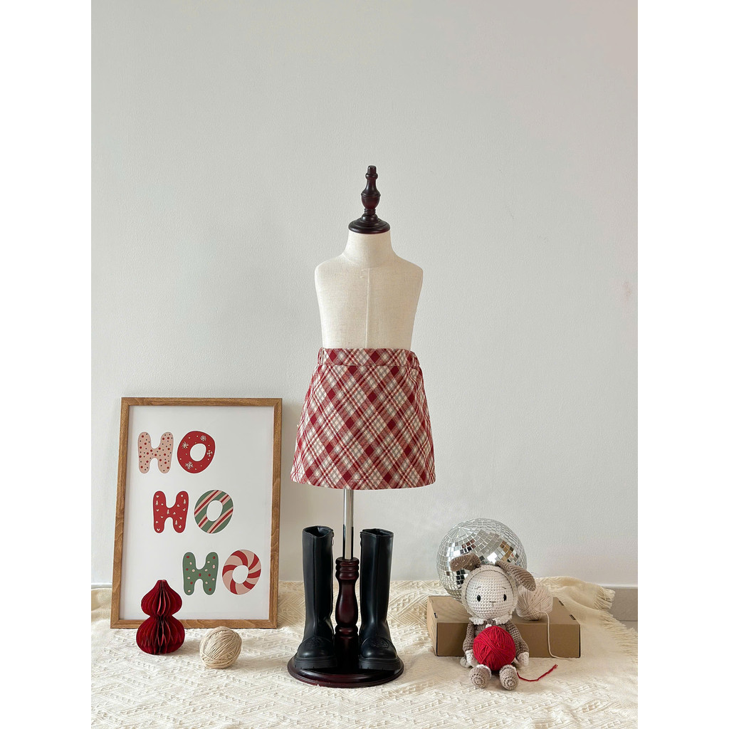 Red checkered skirt for girls | Shopee Malaysia