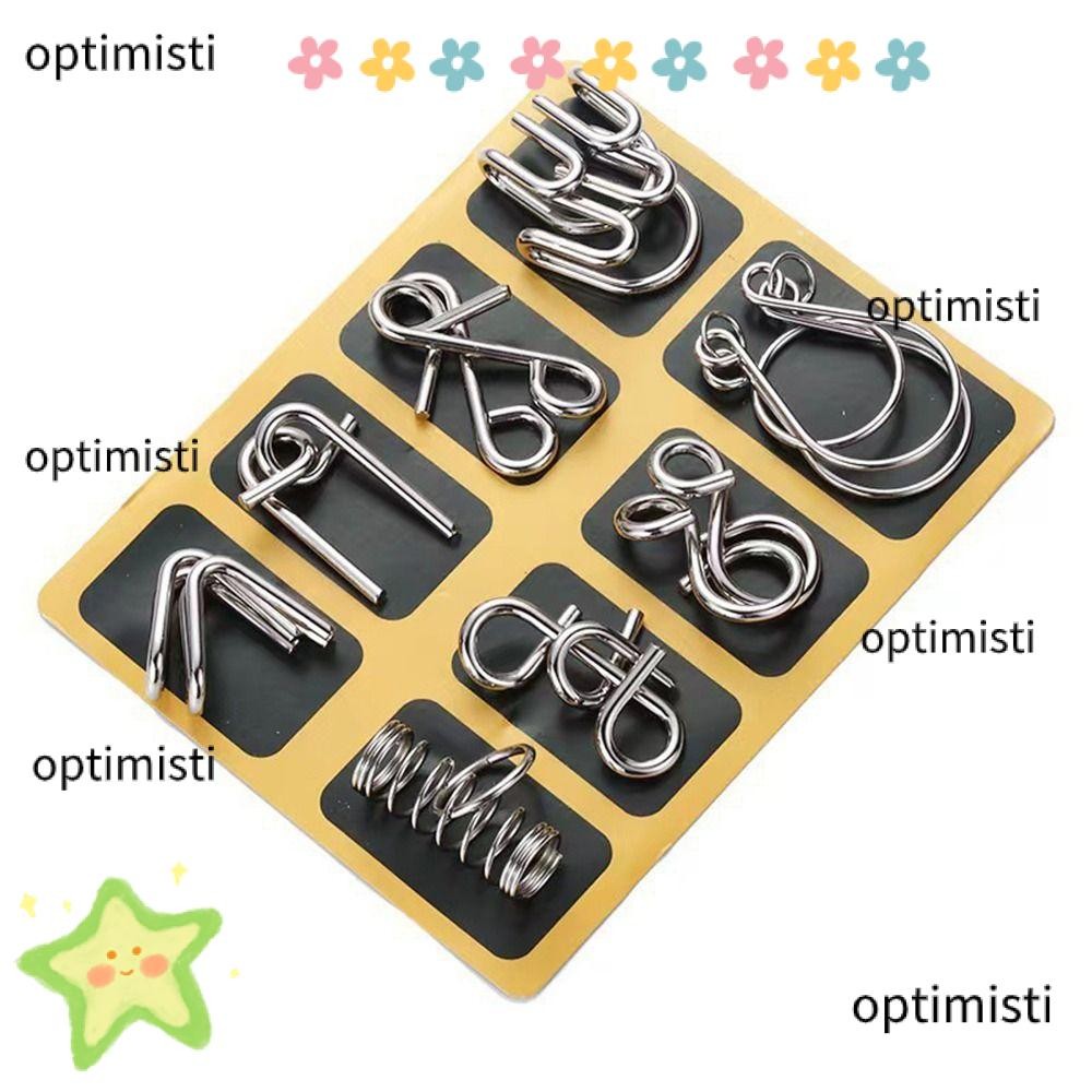 OPTIMISTI Set of 8pcs Metal Wire Puzzle, Metal Brain Teaser Iron Link ...