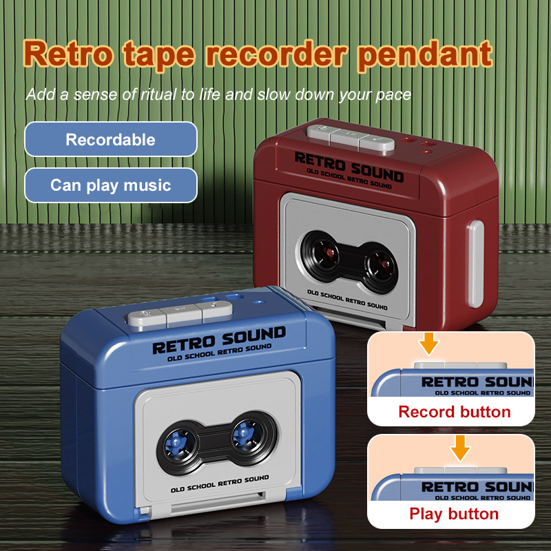 Retro Compact Portable Mini Recorder Fun Music Player Card Strap Play ...