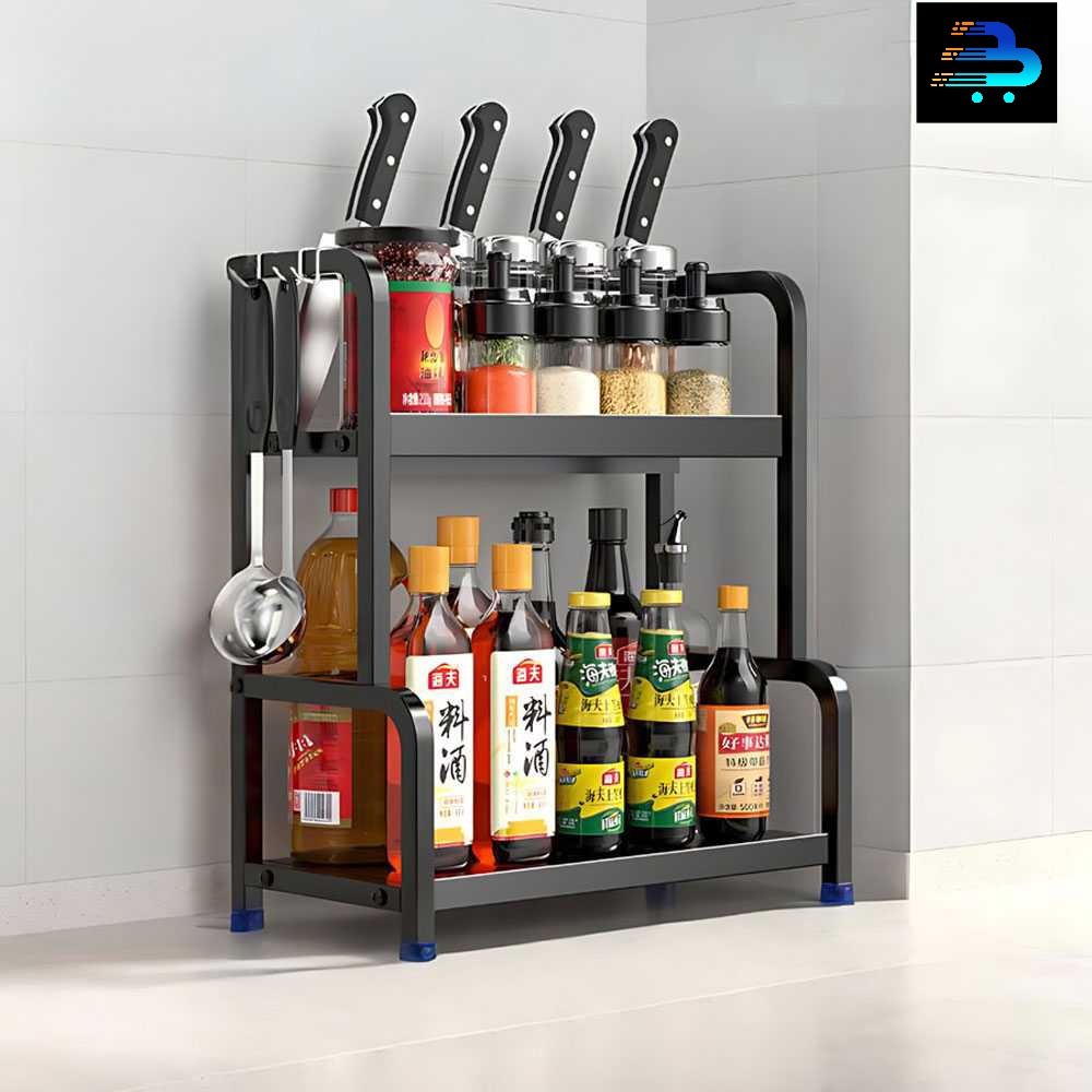 Sparkle Kitchen Spice Rack Stainless Steel Kitchen Storage 2 Layer ...