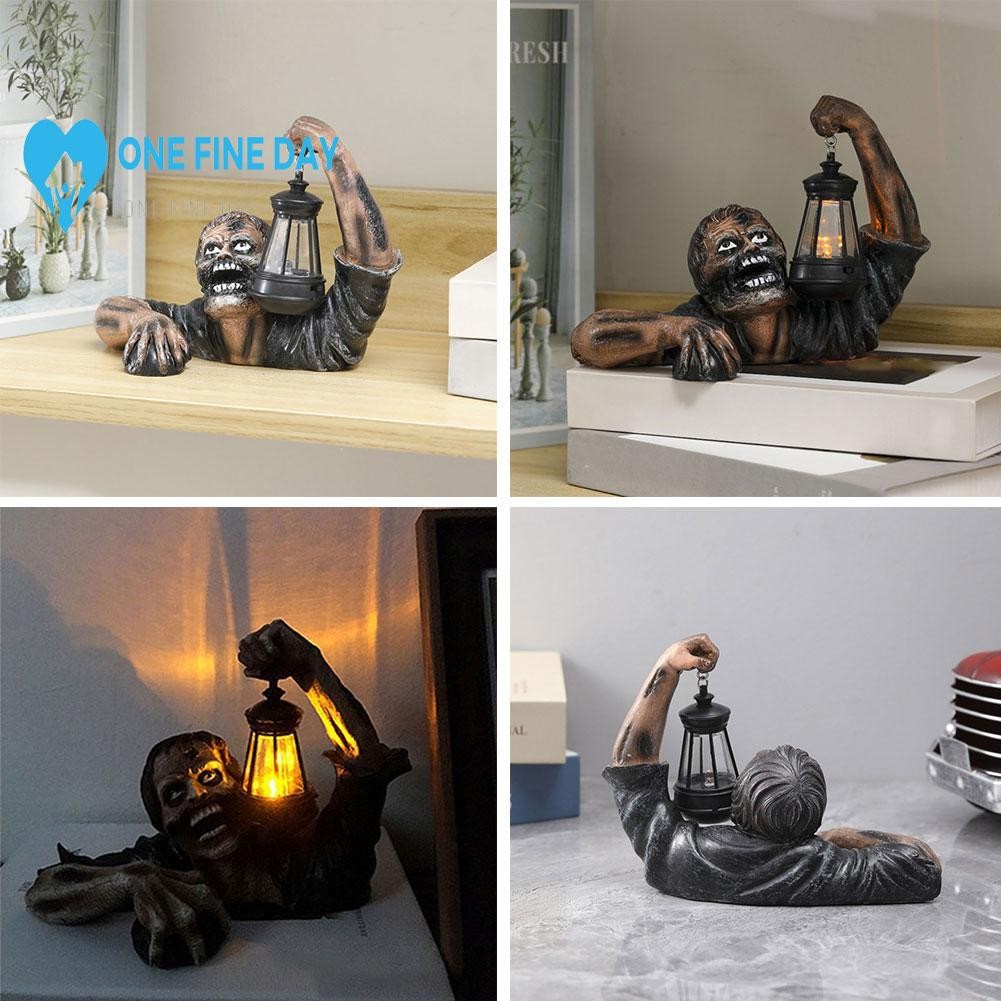 Halloween Zombie Crawling Horror Decor, Scary Led Holding Lantern ...