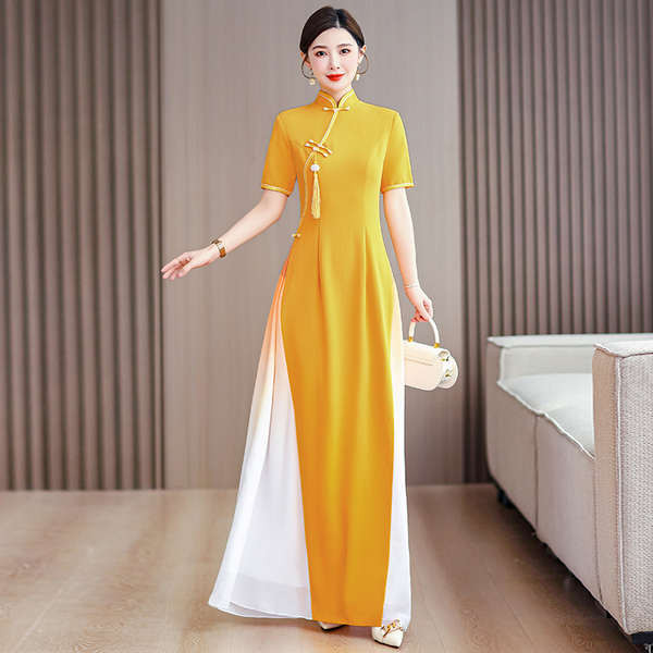 qipao top 唐装 Cheongsam menunjukkan catwalk kostum persembahan mewah ...