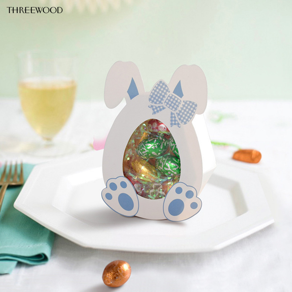 Easter Candy Boxes Diy Easter Favors 10 Pcs Easter Egg Shape Treat Boxes with Bunny Ears Perfect ...