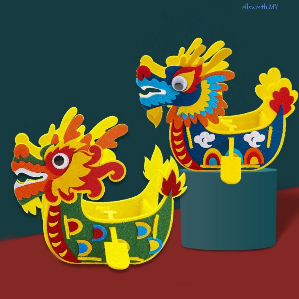 ELLSWORTH Dragon Boat Crafts, Non Woven Fabric 3D Dragon Boat Handcraft ...