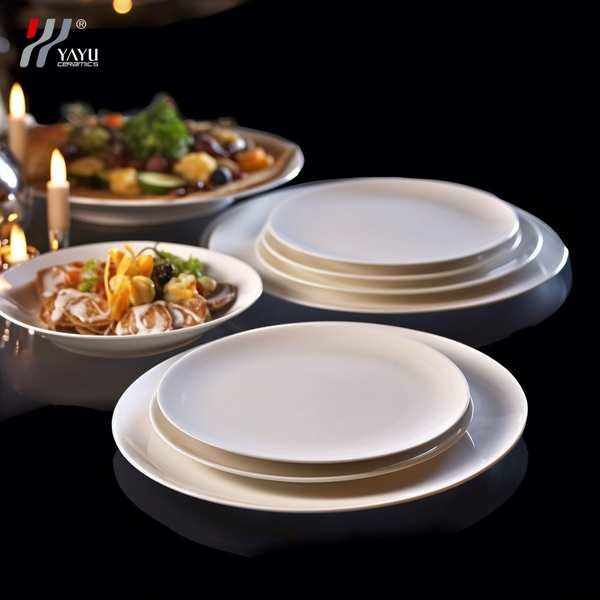 vintage plate dinner set arcopal Cakera bulan seramik bulat putih murni ...