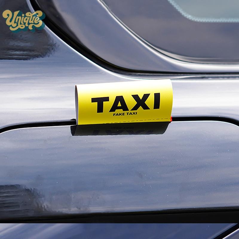 (Unique) Vinyl Fake Taxi Tag Car Sticker Yellow Outside Auto Decal ...