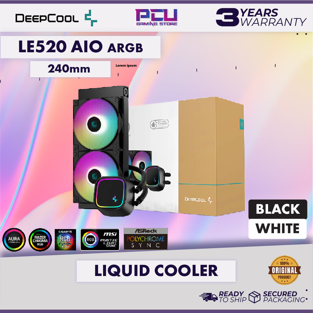 DEEPCOOL LE520 240MM AIO CPU COOLER - BLACK/WHITE (3 YEARS WARRANTY ...