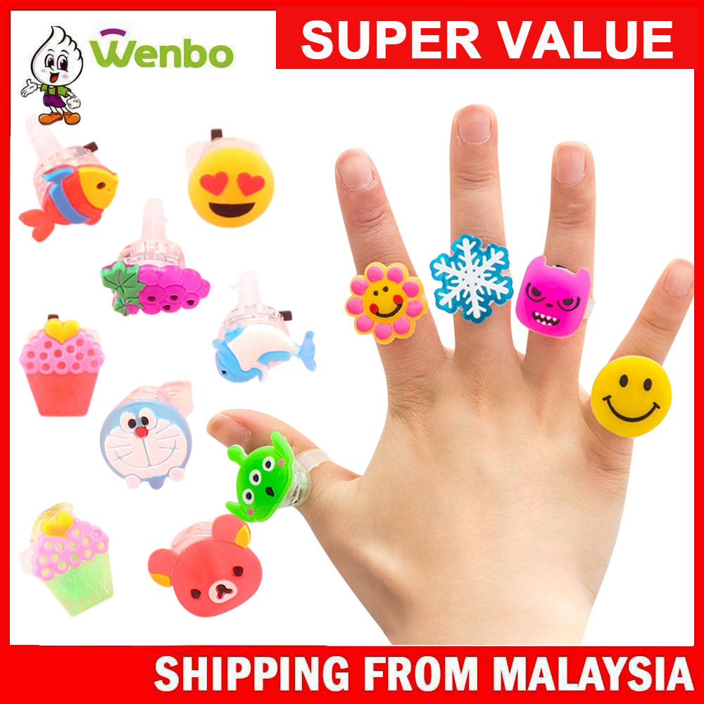 Wenbo Glowing Soft Rubber Rings LED Light Up Finger Toys Cute Cartoon ...