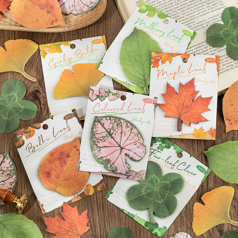 Cdaily|30 Sheets Simulation Leaves Special-Shaped Post-It Notes Tree ...