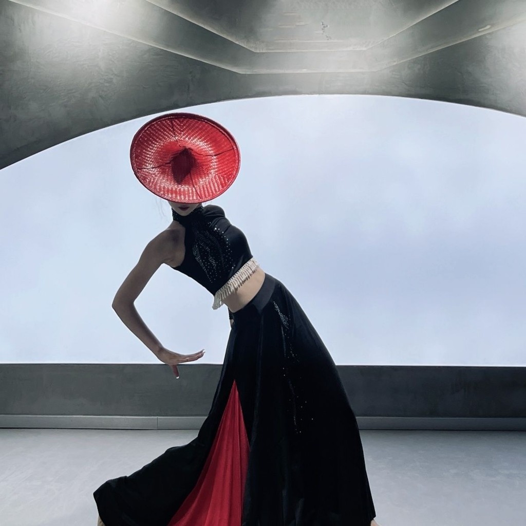 Slim-fit Tailoring Tsuba Dance Costume Peacock Dance Big Swing Practice Skirt Art Exam P ...