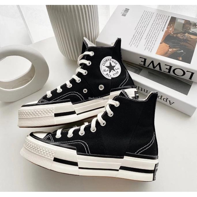 Converse Chuck 70 Plus Black White Combines With All Deconstruction ...