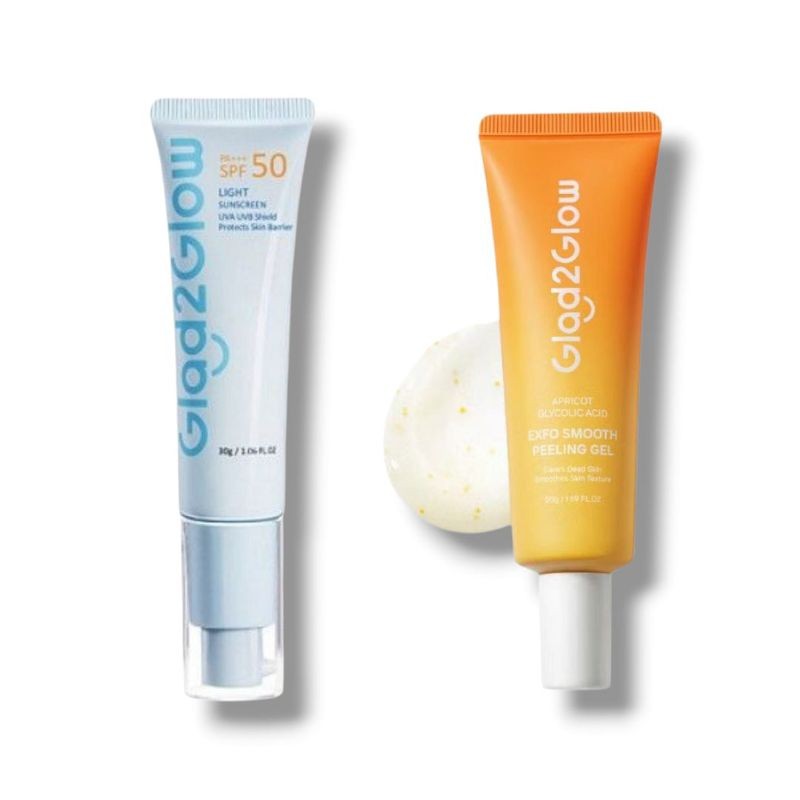 Glad2glow Light Sunscreen Gel SPF50PA++ 30g/Apricot Exfo Smooth Peeling ...