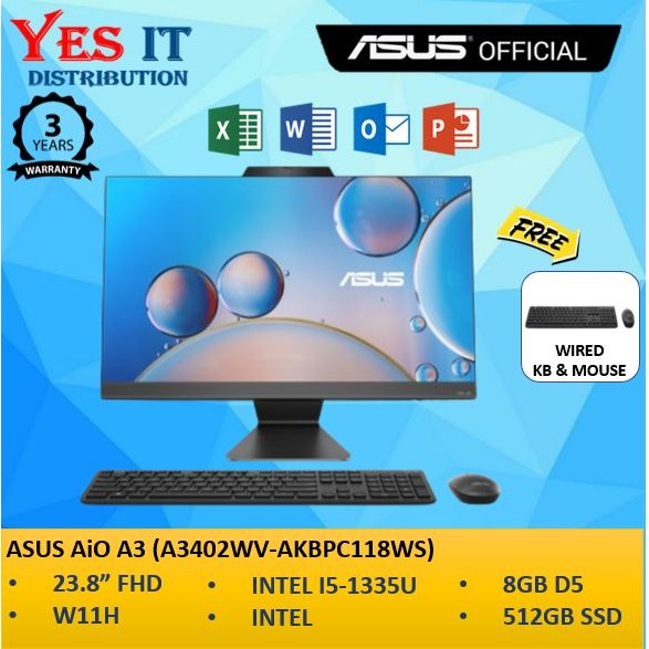 Asus Vivo AIO A3402WV-AKBPC118WS 23.8" FHD (I5-1335U, 512GB SSD, 8GB ...