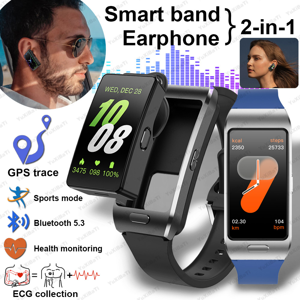 2025 New 2-in-1 TWS Smart Band ECG GPS Track Bluetooth Call Health ...