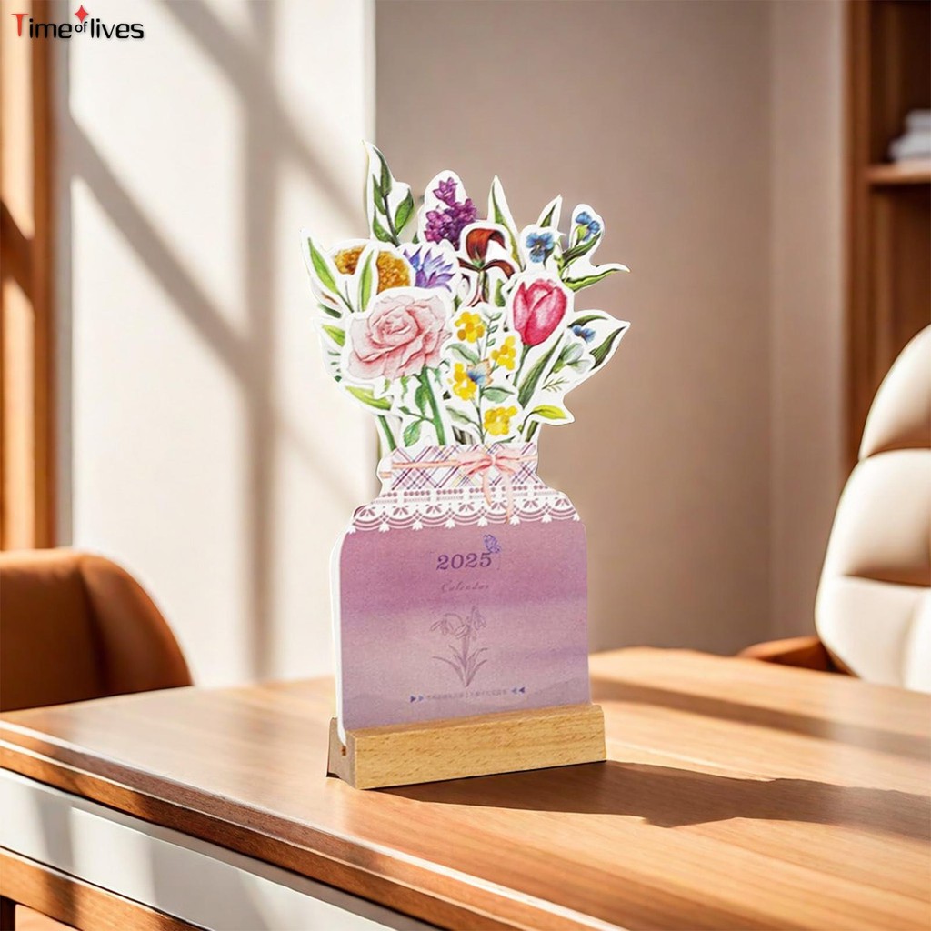 2025 Bloomy Flowers Desk Calendar Removable Vase Shaped Monthly Desk ...