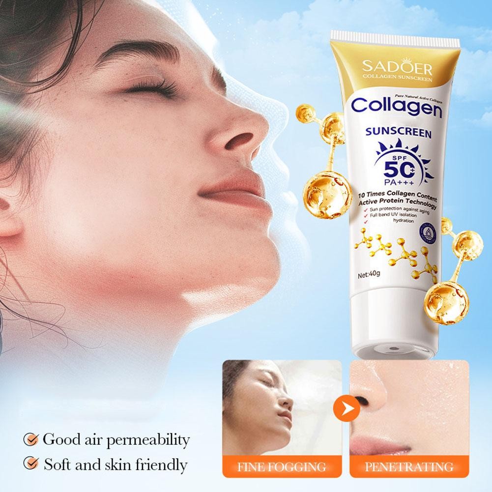 Collagen Sunscreen Refreshing Sun Cream Moisturizing Long-lasting Skin Protective Sunblock Body ...