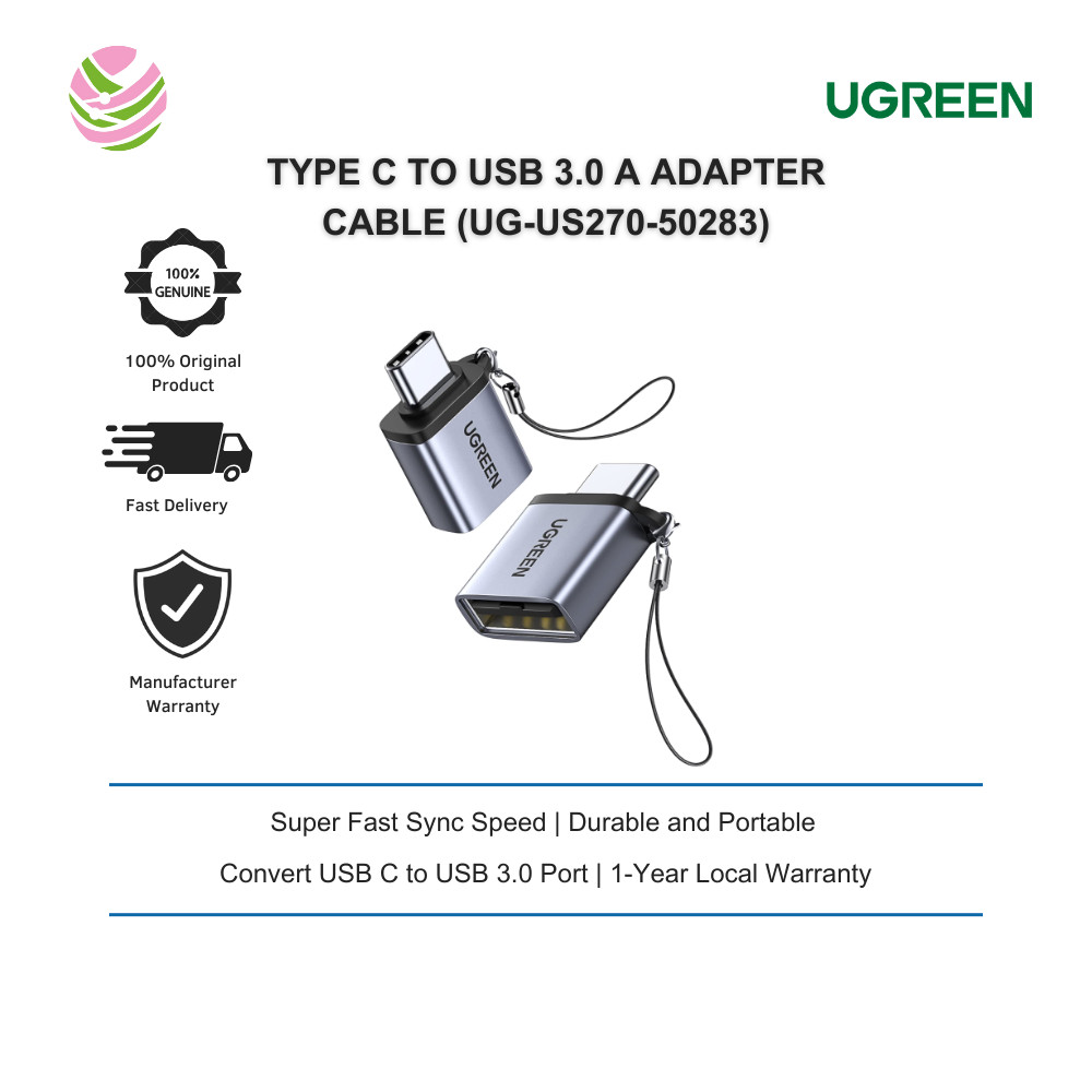 UGREEN TYPE C TO USB 3.0 A ADAPTER CABLE WITH LANYARD (SPACE GRAY) UG ...