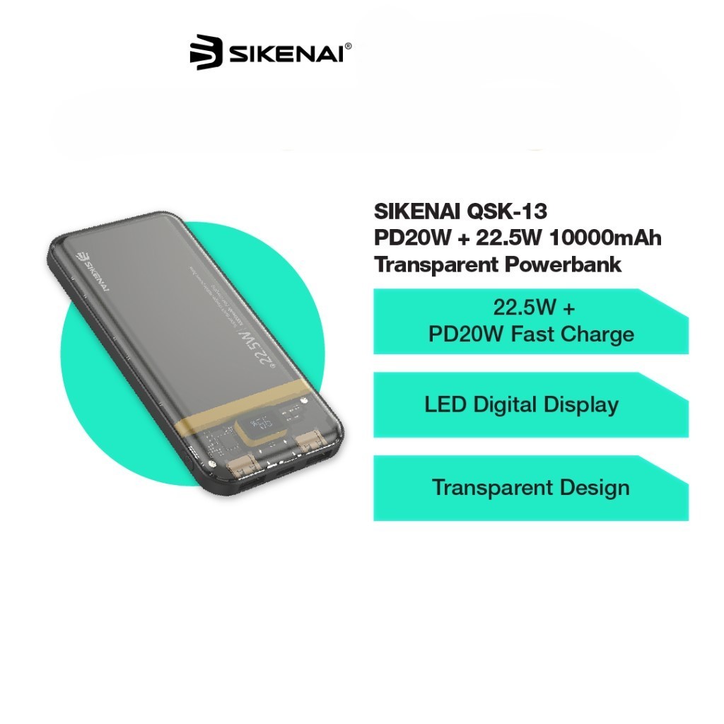 SIKENAI QSK-13 PD20W + 22.5W Fast Charging 10000mAh LED Display ...