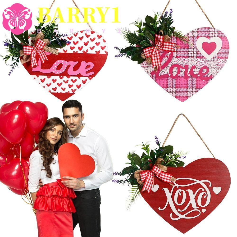 BARRY1 Valentine's Door Hanger, Romantic Heart Shaped Valentine's Day Door Sign, XOXO Wooden ...