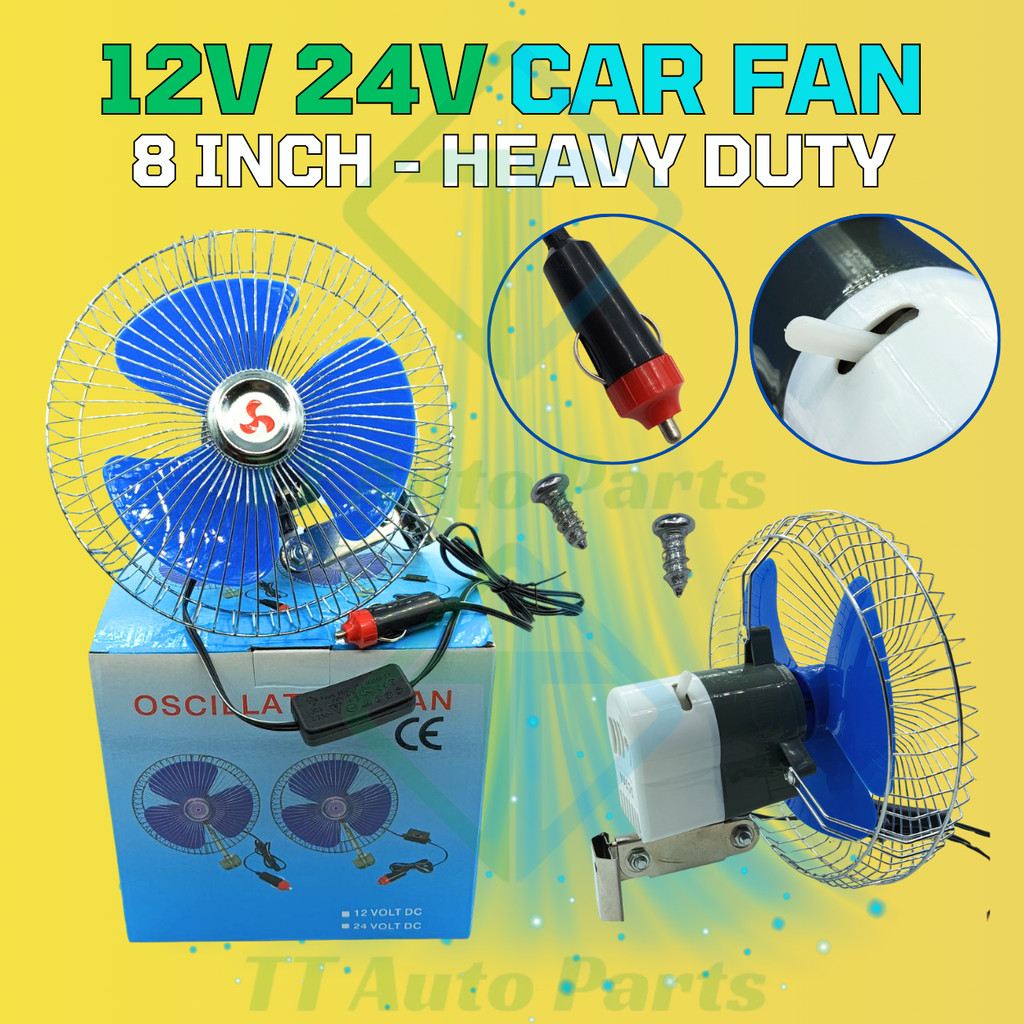 12V/24V 8" inch Lorry Car Rotating Fan DC Kipas Lori Adjustable Fast ...
