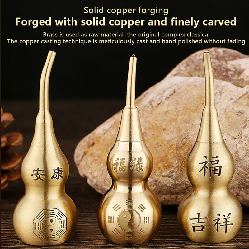 SUM Chinese Good Luck Brass Gourd Figurine Feng Shui Home Decor Crafts ...