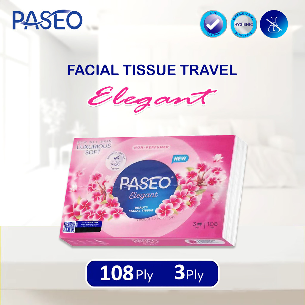 Paseo Elegant Facial Tissue Soft Pack 3Ply 108Ply Travel Facial Tissue ...