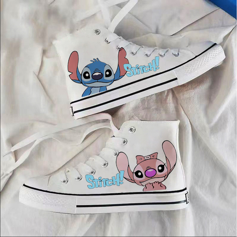2025 Stitch Shoes Anime Cartoon Female Student High-Top Casual Shoes ...