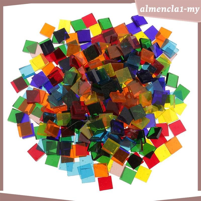 [AlmenclaabMY] 160g Mixed Color Clear Square Glass Mosaic Tiles Tessera ...