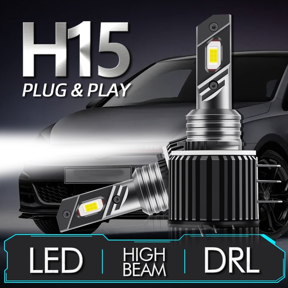 HH-LED Headlight Bulb H15 High Beam DRL Daytime Running Light for ...