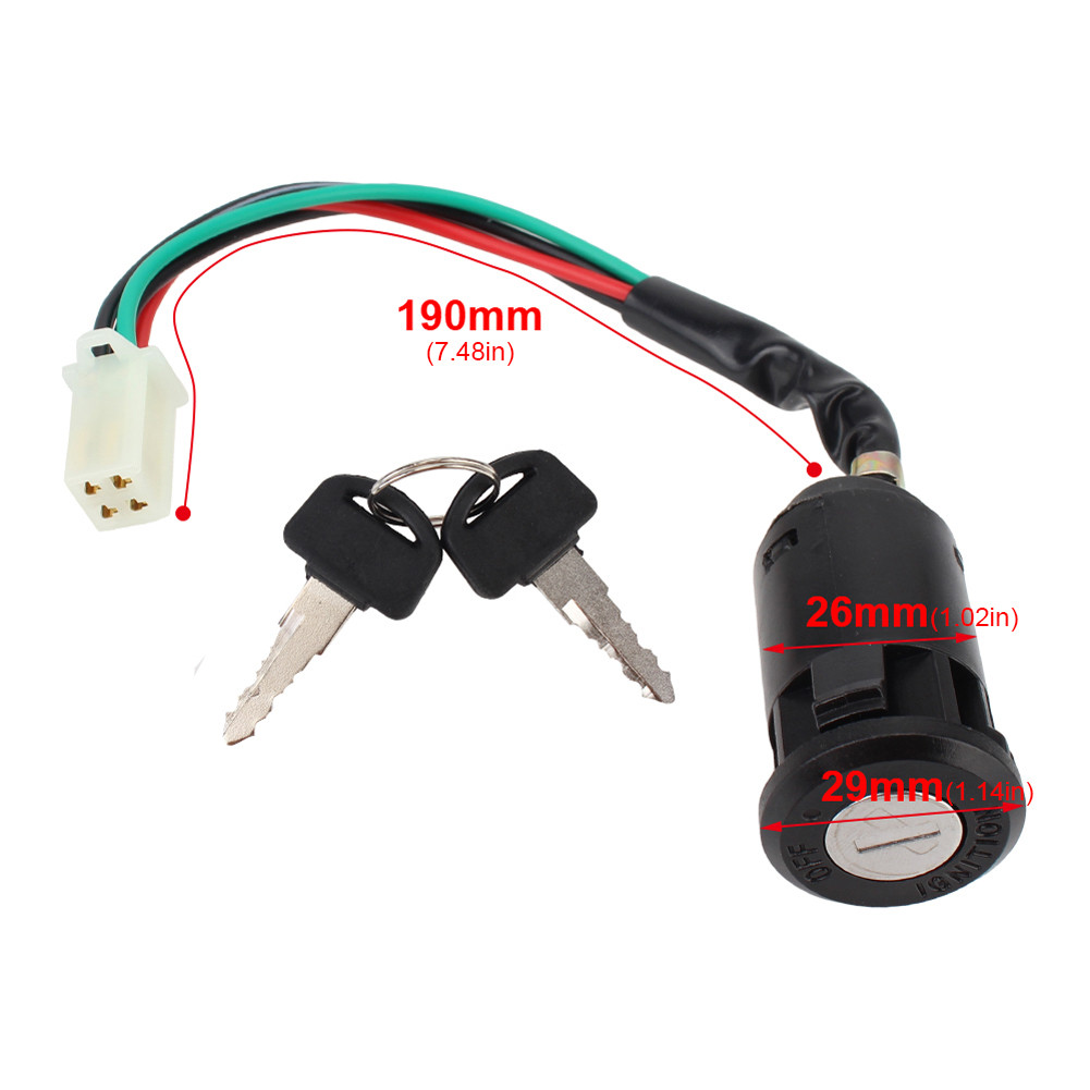 Ignition Key Barrel Switch Replacement Cylindrical Switch for ATV 50 ...