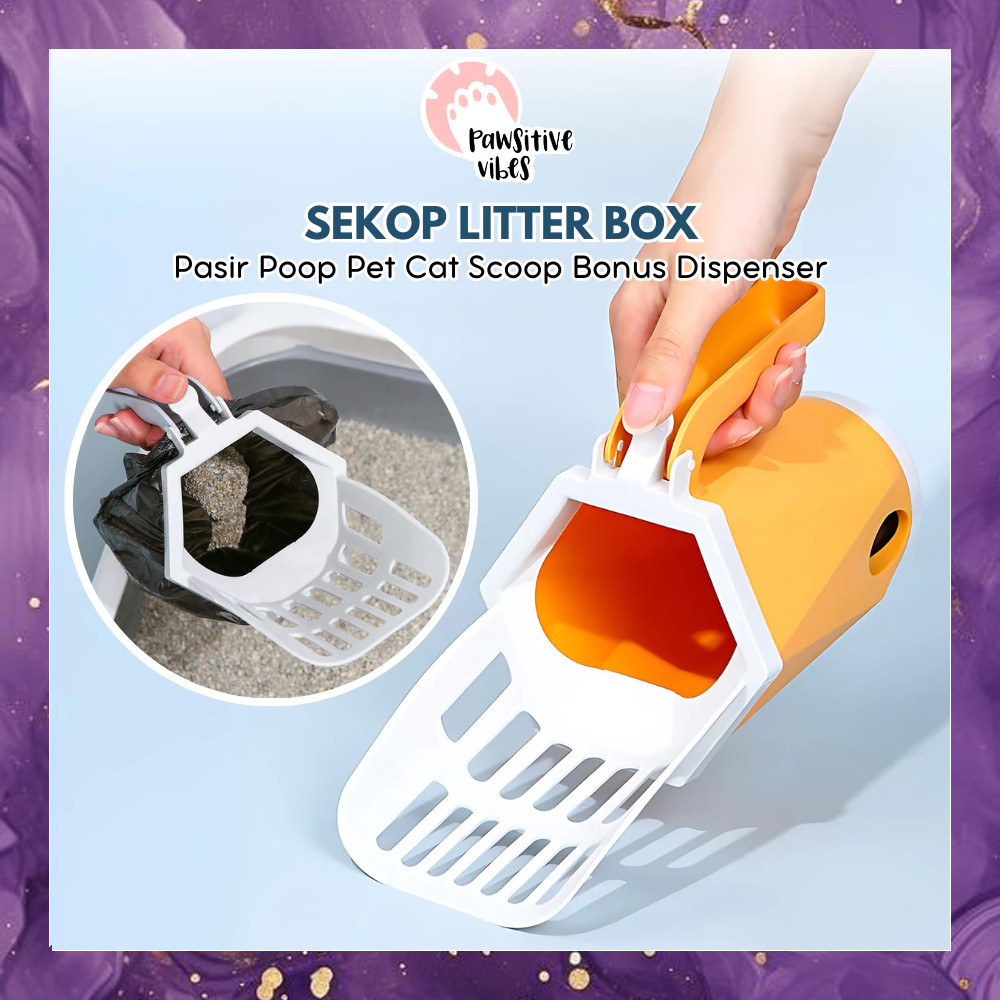 (SBA) Cat Sand Tray TRASH BAG DISPENSER Poop Shovel Litter Box Poop ...