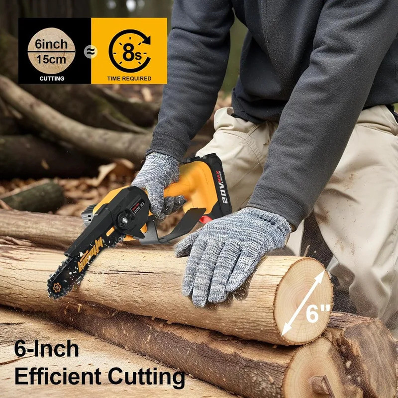 Mini Chainsaw 6-Inch with 2 Battery Mini Electric Chain Saws Cordless ...