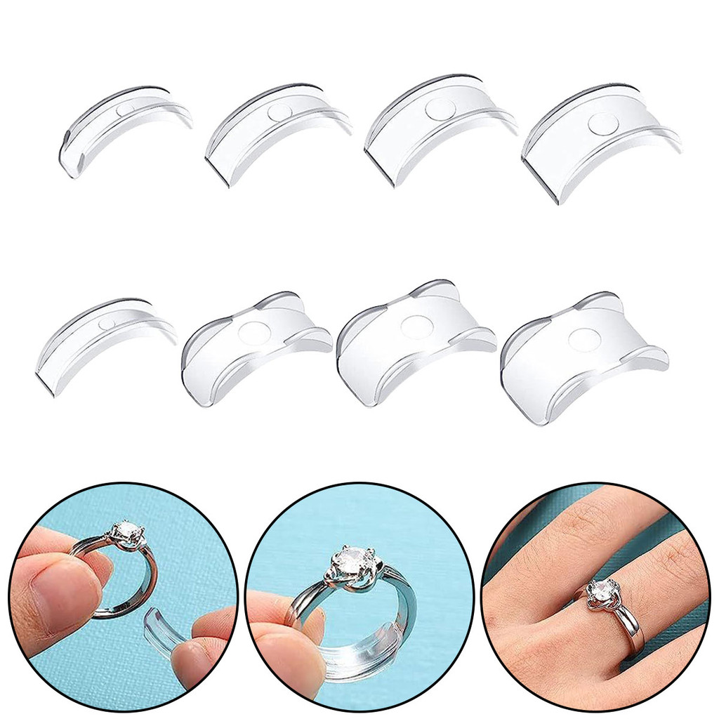 8 Sizes/box Invisable Clear Wave Ring, 1-10MM Size Silicon Adjuster ...