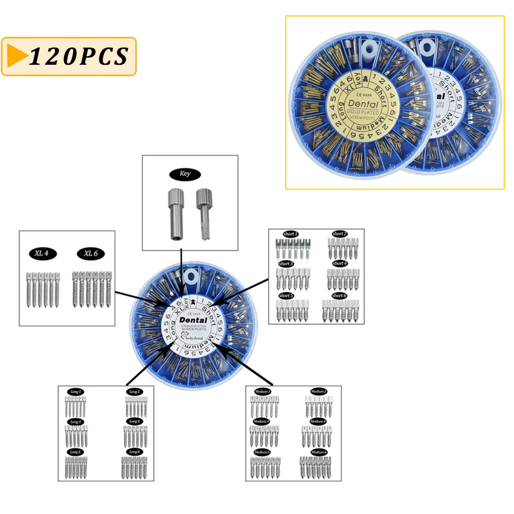 Dental Endodontic Conical Screw Post Endo Root Canal Pins Gold Plated ...