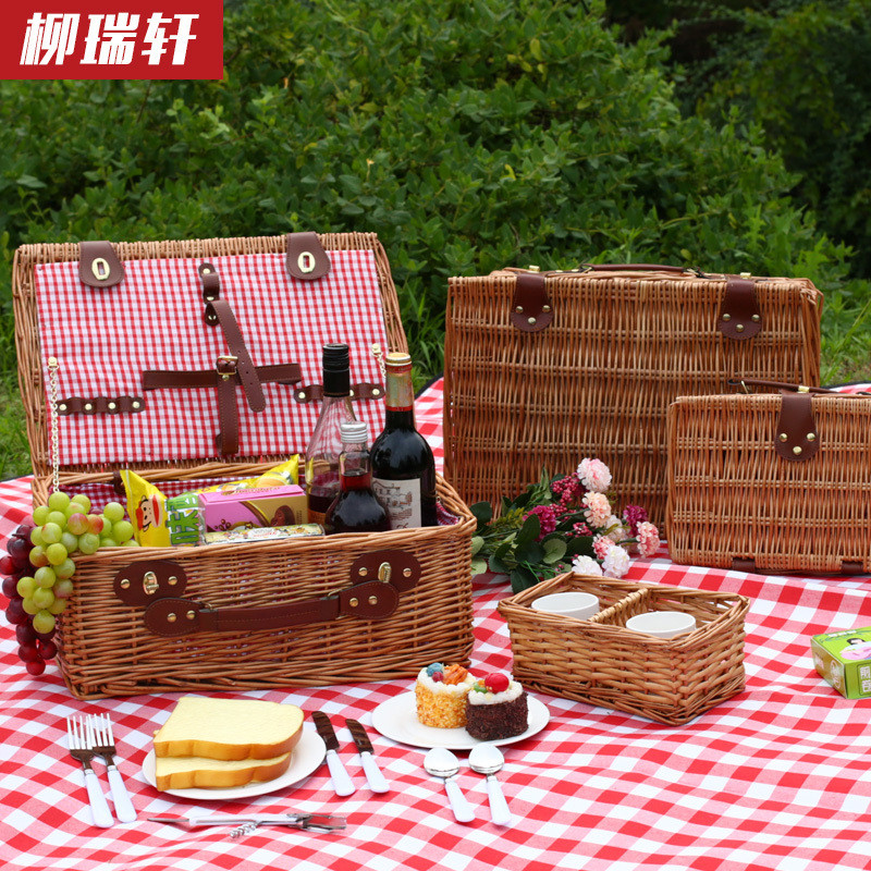 Picnic Box Basket ins With Tableware Rattan Basket Storage Basket ...