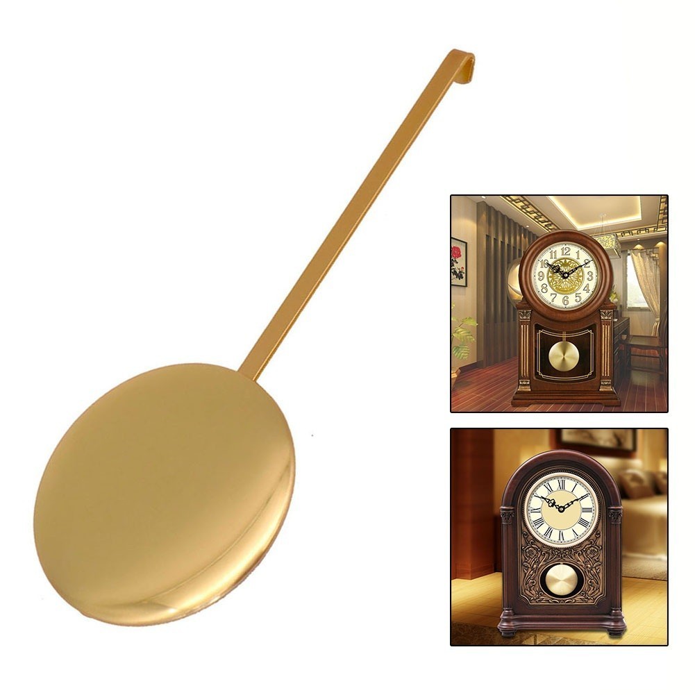 [JTFY] Wall Clock High Gloss Gold Metal Pendulum Swing Movement Quartz ...