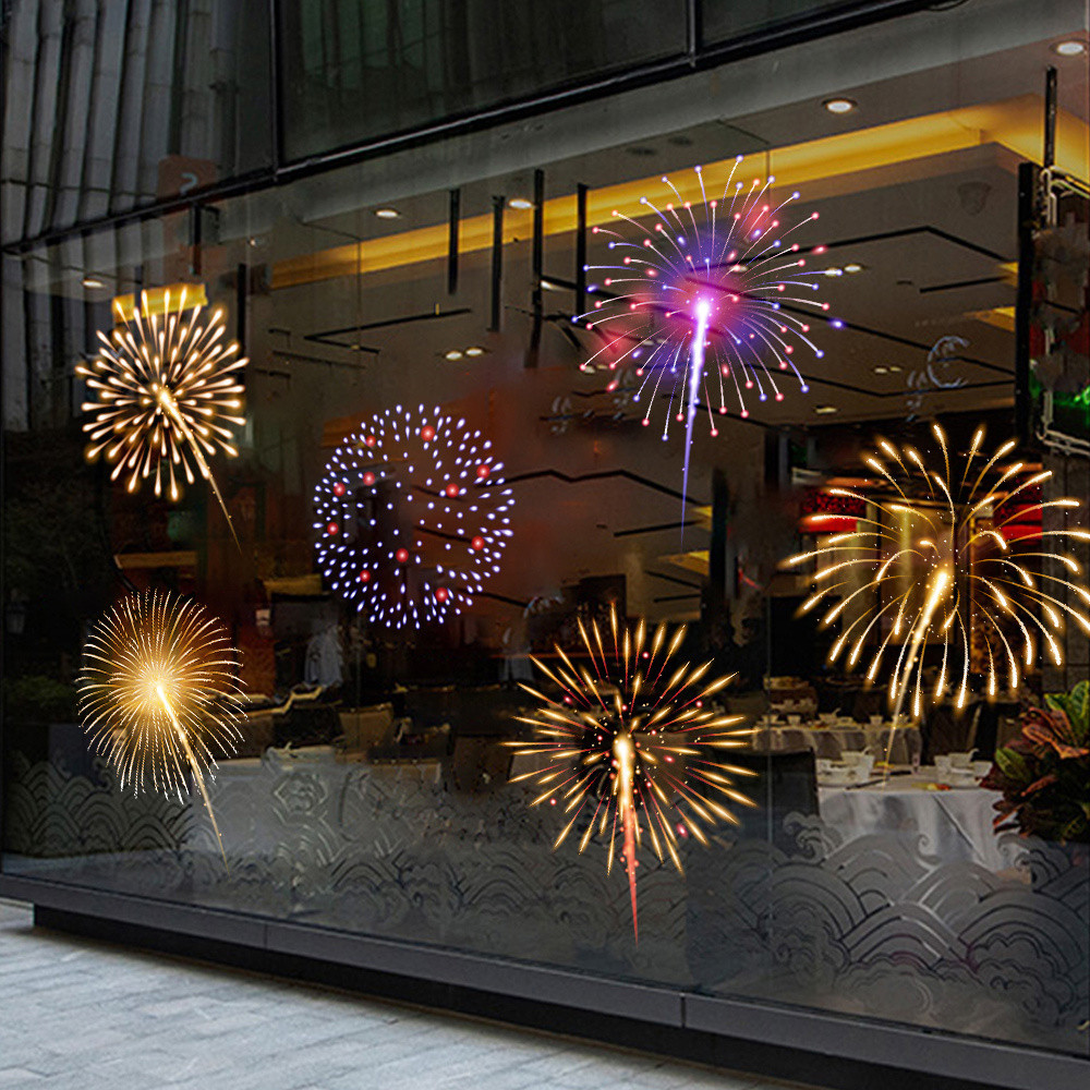 2025 New Year Spring Festival Decoration Fireworks Glass Stickers ...