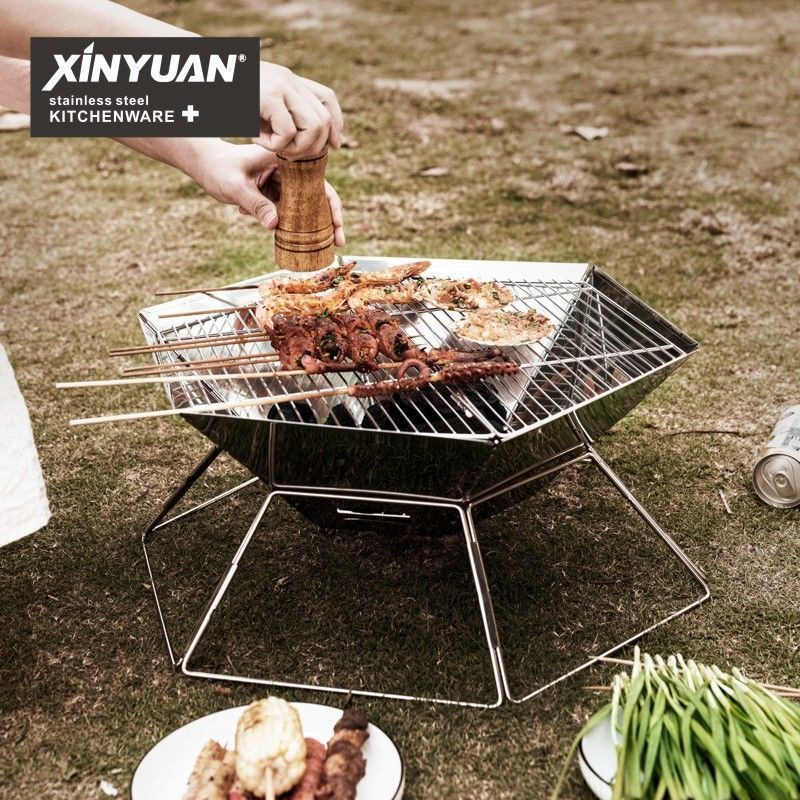 Hexagonal Barbecue Grill Foldable Burning Station Outdoor Folding ...